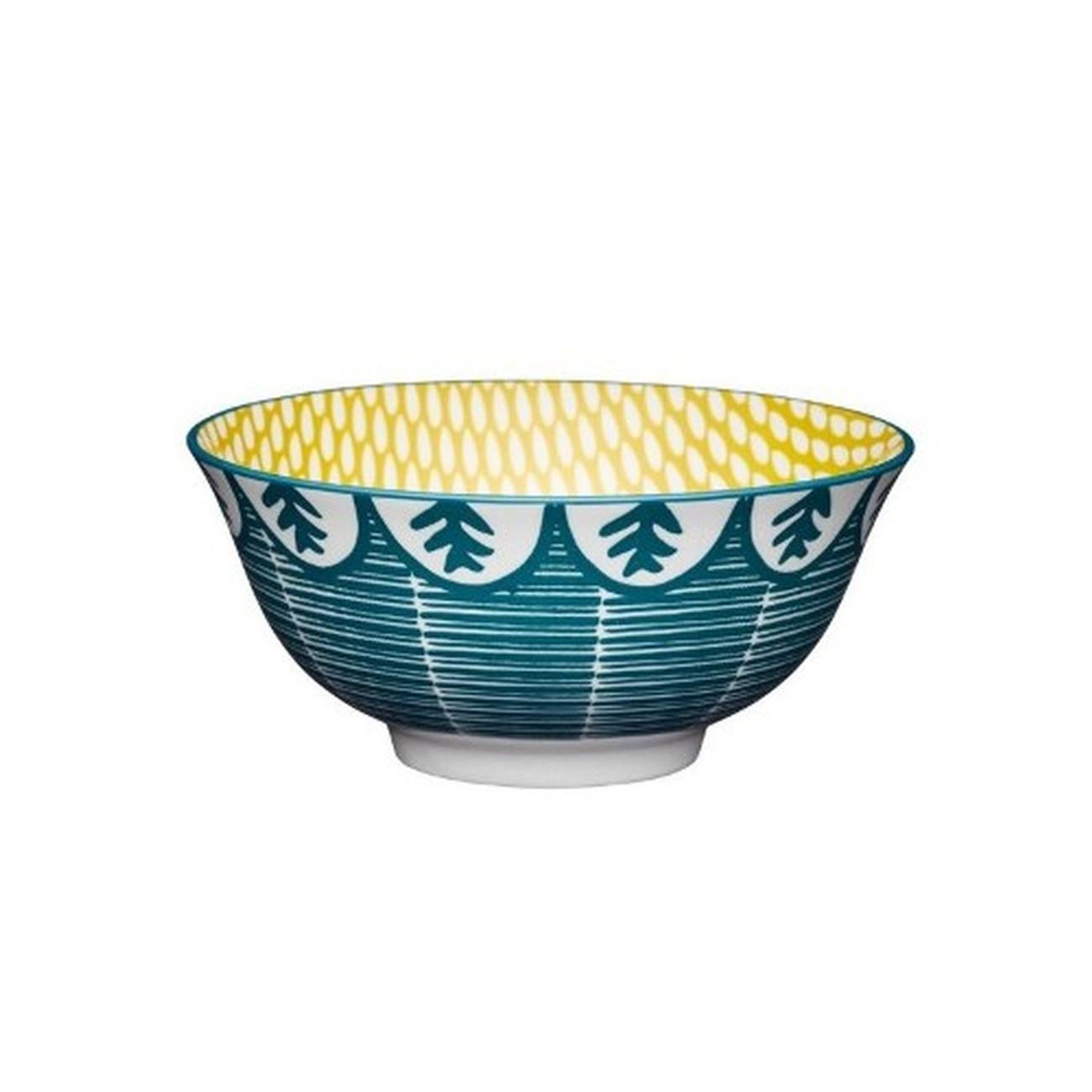KitchenCraft Leafy Green Print Ceramic Bowl
