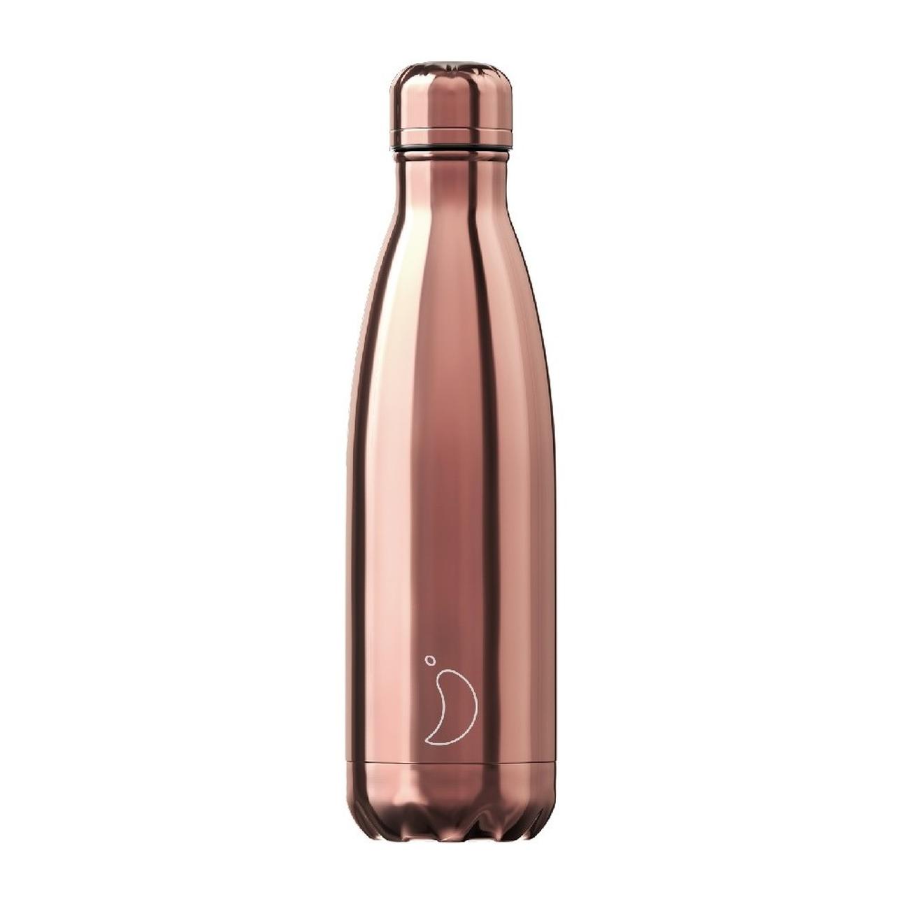 Chilly's 500ml Stainless Steel Water Bottle - Chrome Rose Gold
