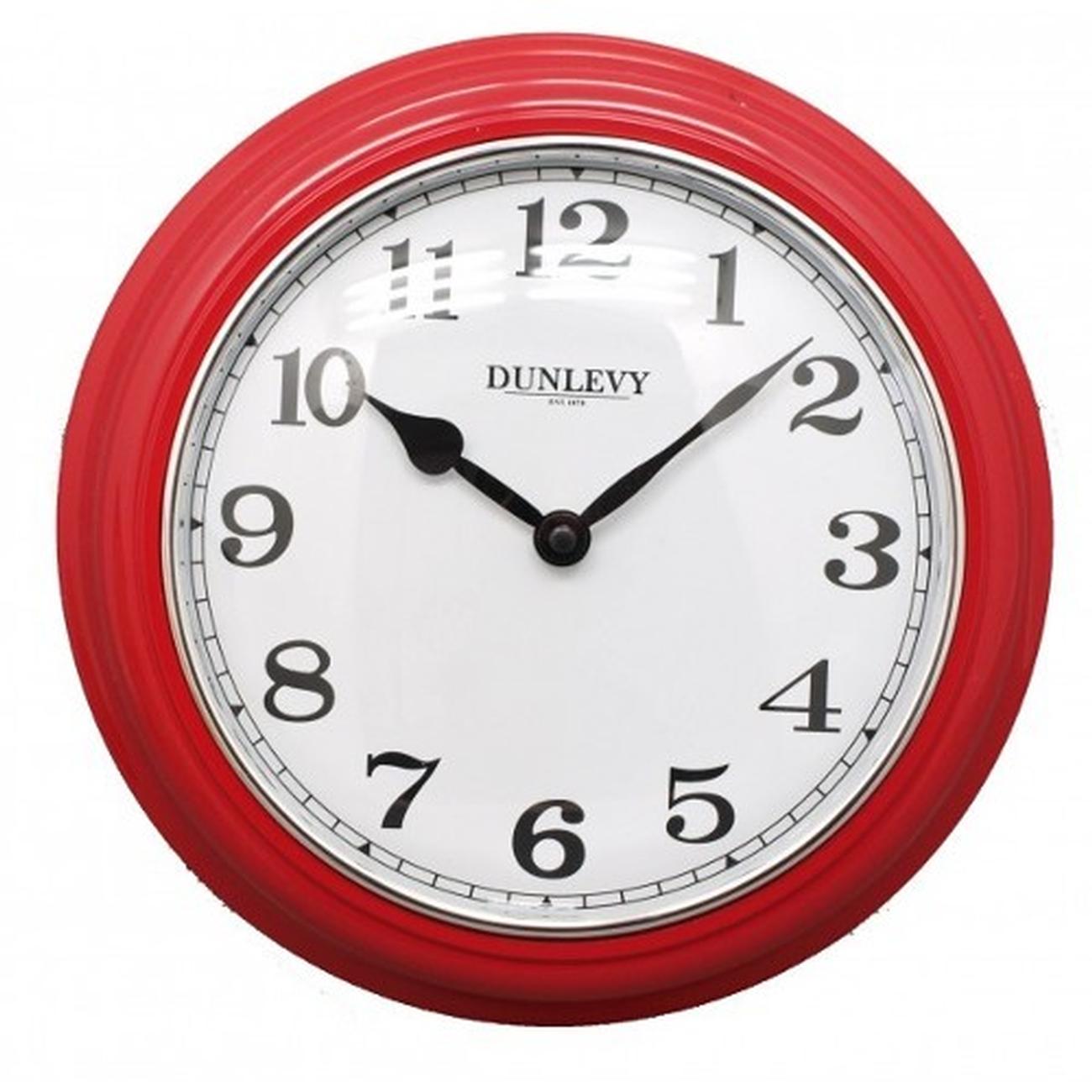 Dunlevy Deep Wall Clock Plastic Red 10in