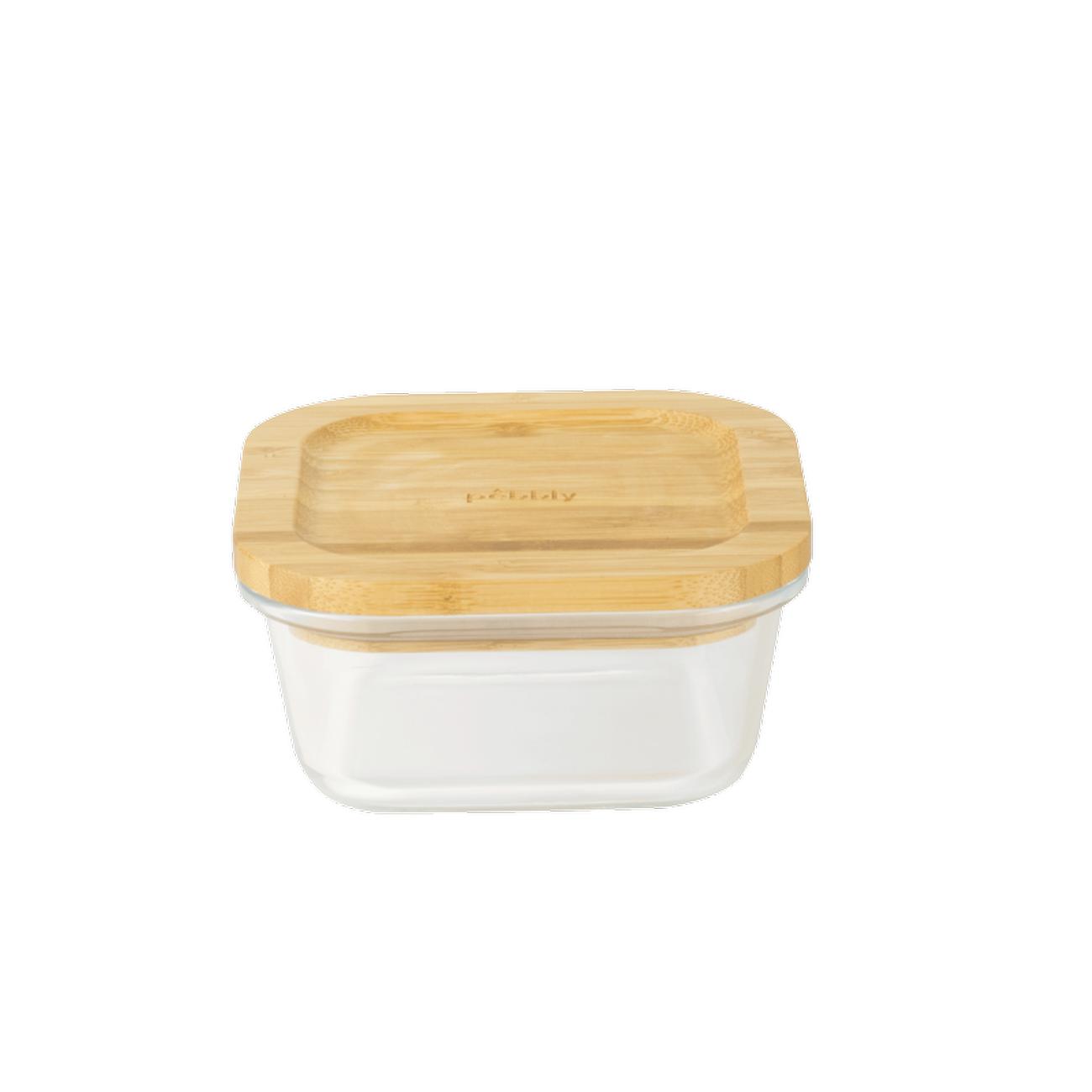 Pebbly Square Container with Bamboo Lid 520ml