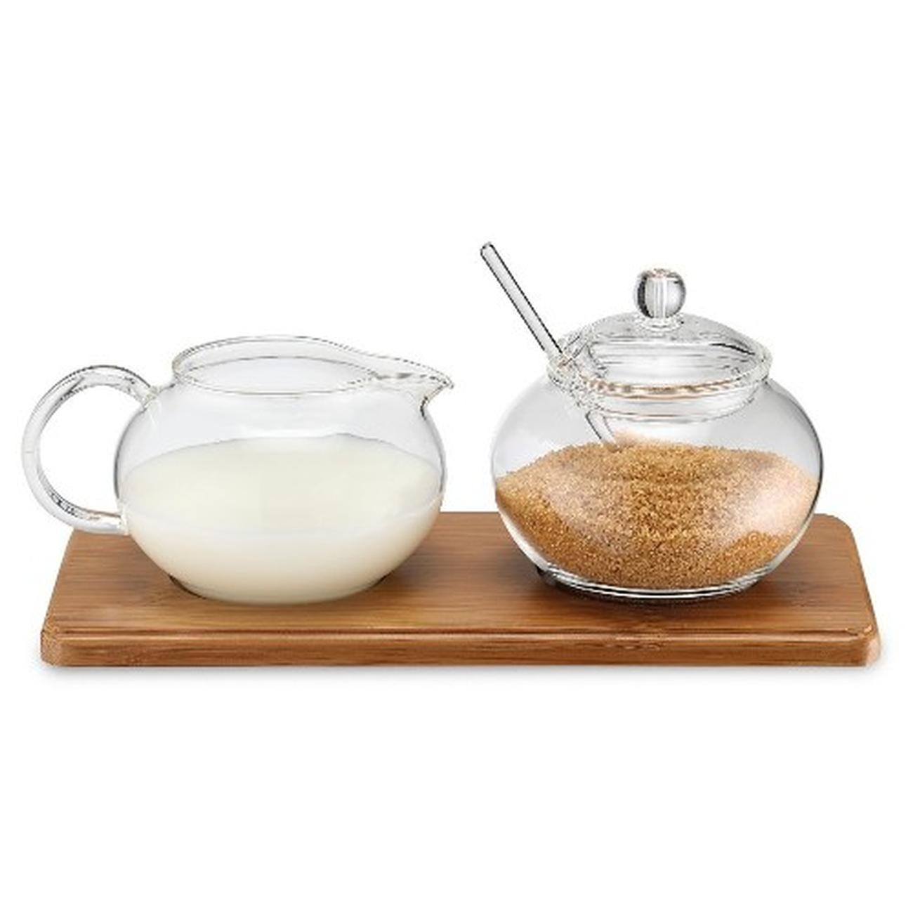 Weis Glass Sugar Bowl & Creamer Tray Set