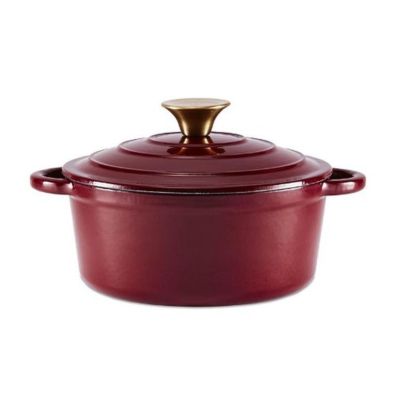 Barbary & Oak Foundry 20cm Round Cast Iron Casserole-Bordeaux Red
