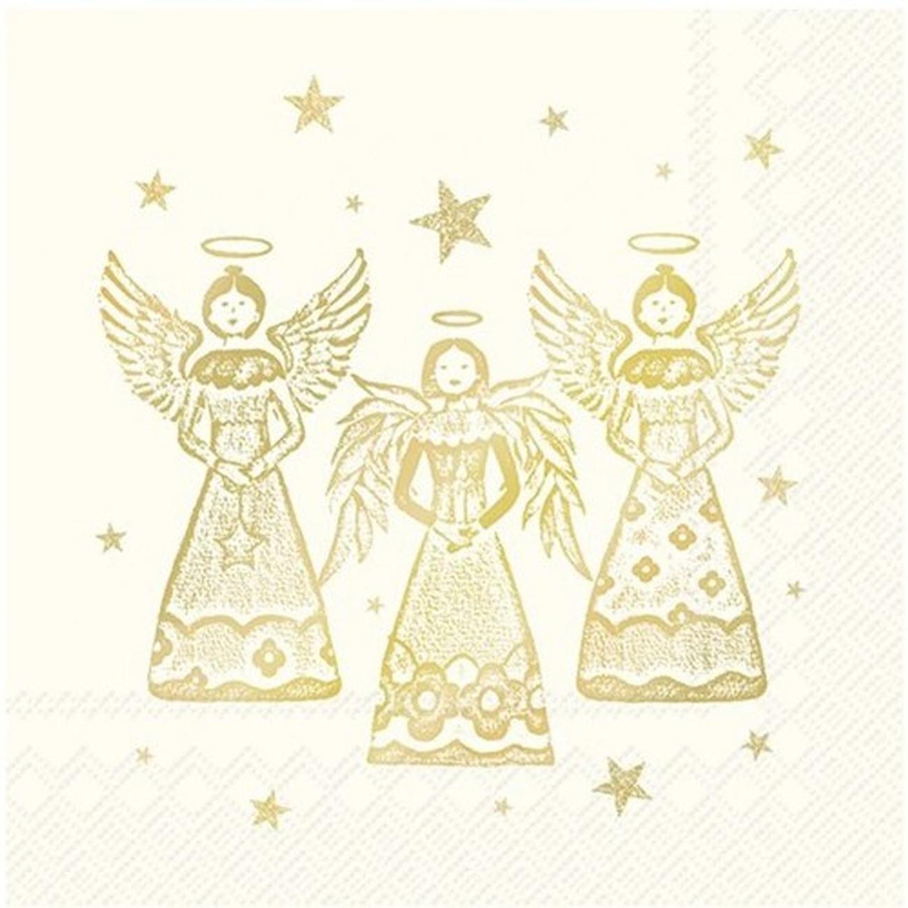 IHR Christmas Lunch Napkins Bright Angels Cream