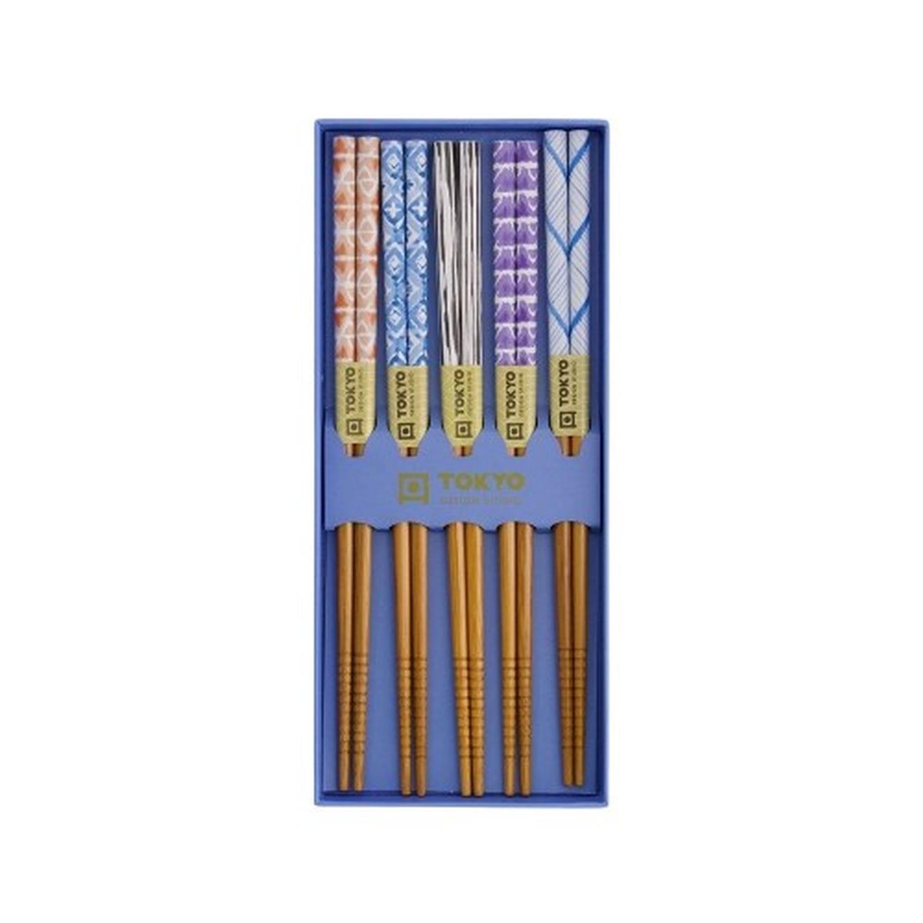 Tokyo Design Studio Blue Kasuri Chopstick Giftset 5