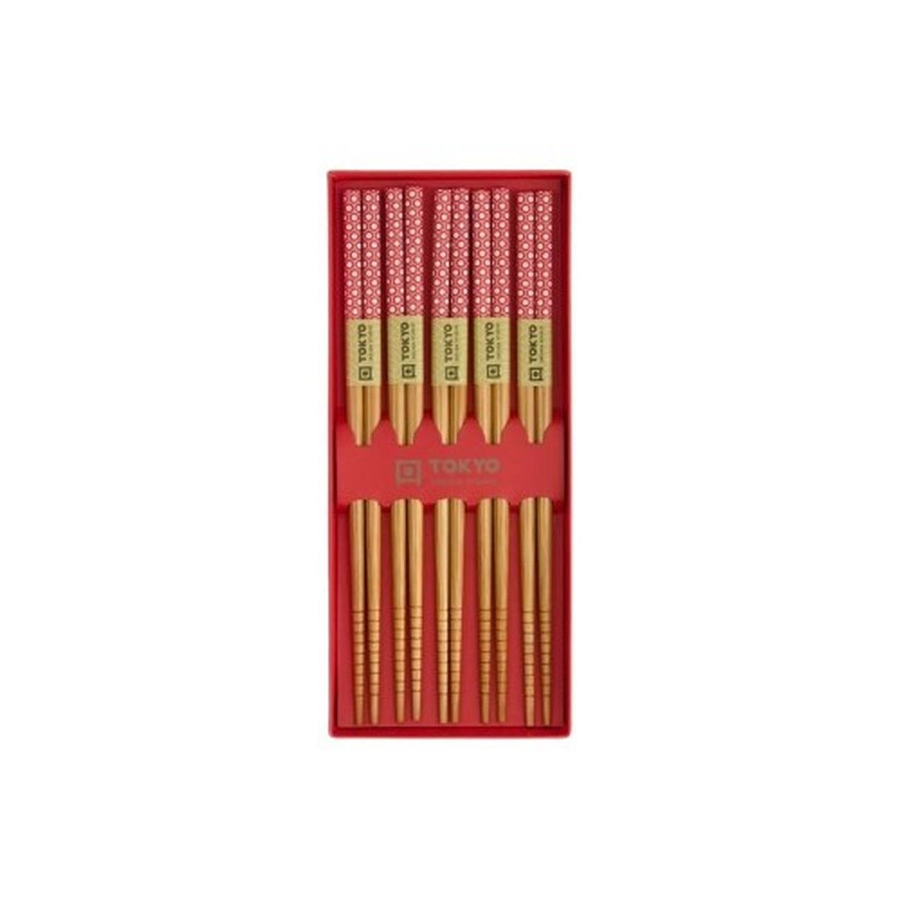 Tokyo Design Studio Red Multi Pattern Chopstick Giftset 5
