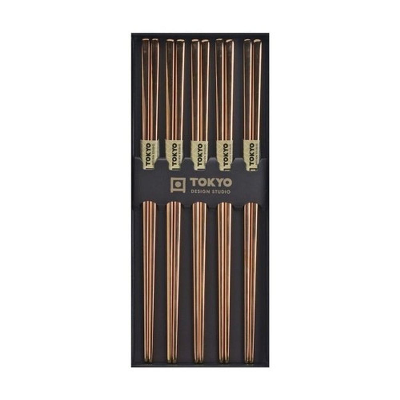 Tokyo Design Studio Rose Gold Stainless Steel Chopstick Giftset 5