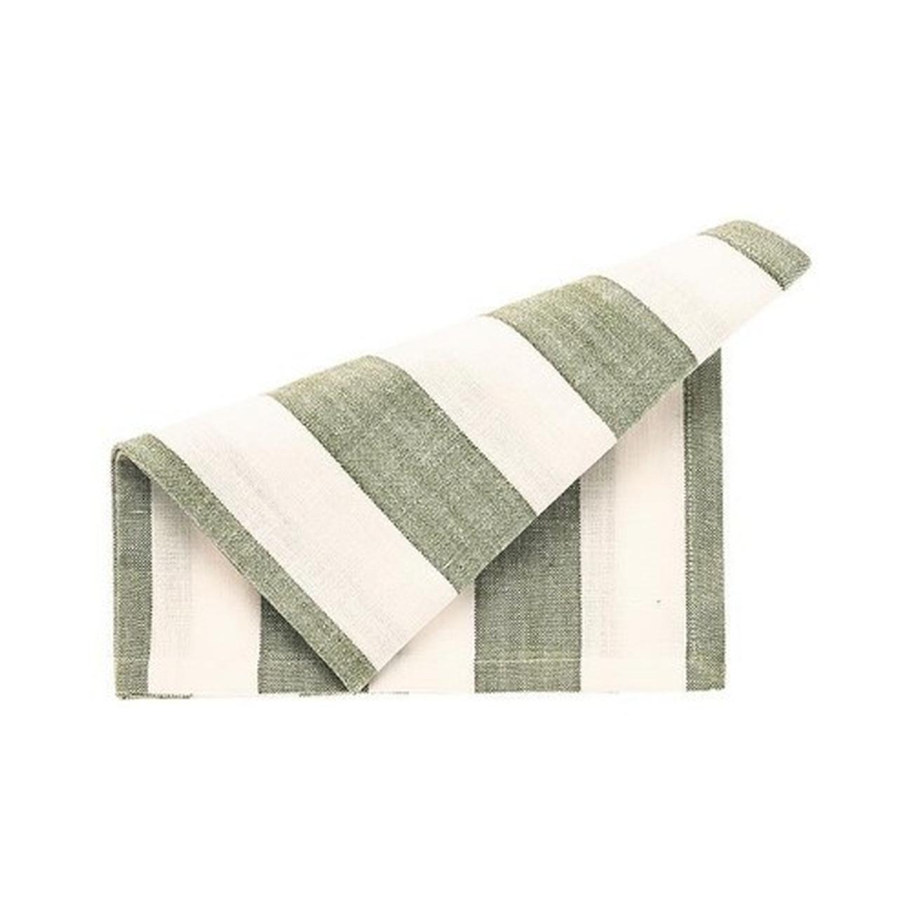 Walton & Co Olive Green Wide Stripe Napkin Set of 4