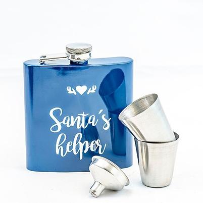 IHR Hipster Santa's Helper Hip Flask Gift Set