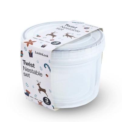 Lock n Lock Twist Nestable Set of 3 Round Containers
