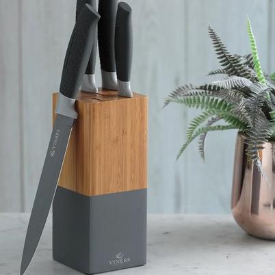 Viners Horizon Grey 6pc Knife Block Set