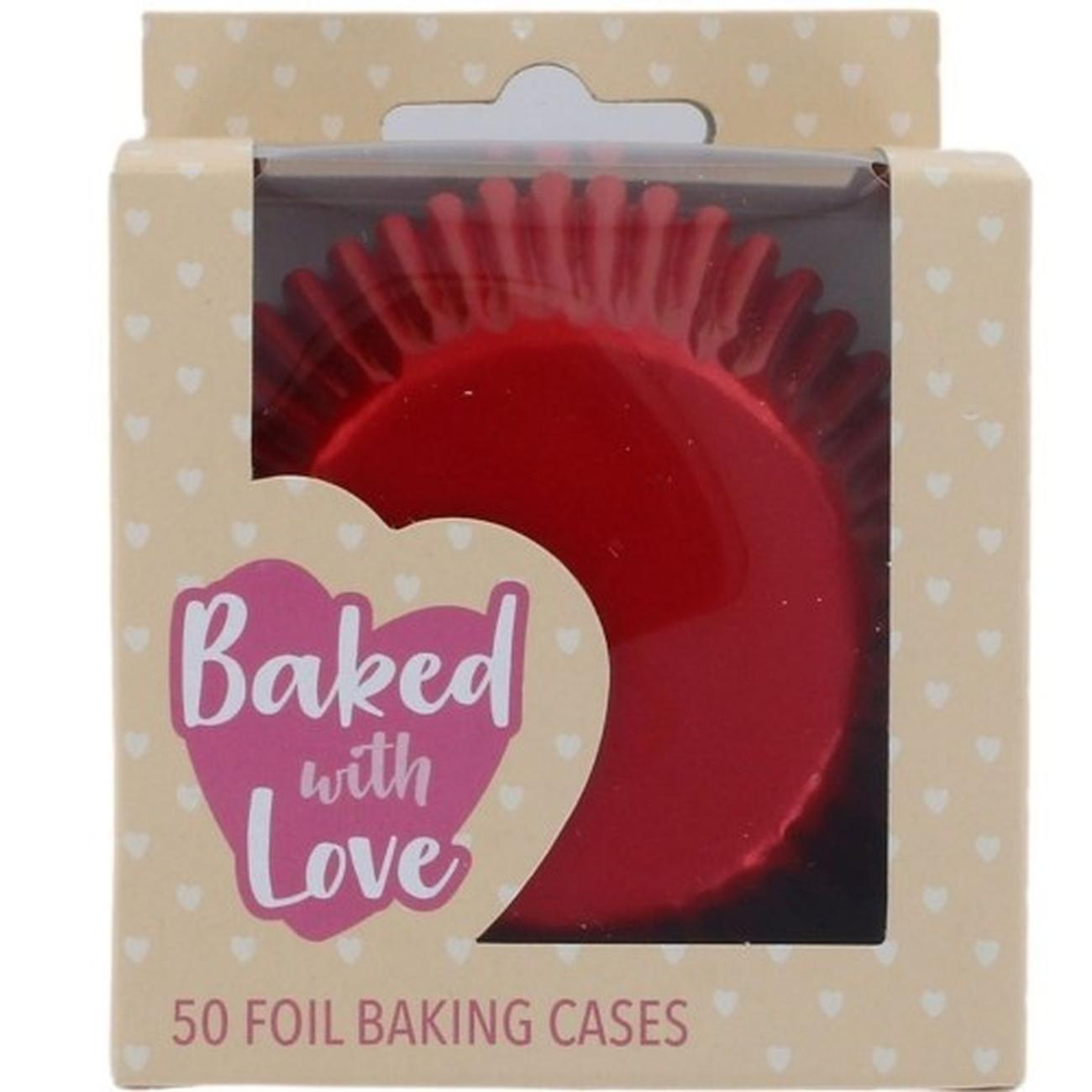 Baked With Love 50 Red Foil Baking Cases