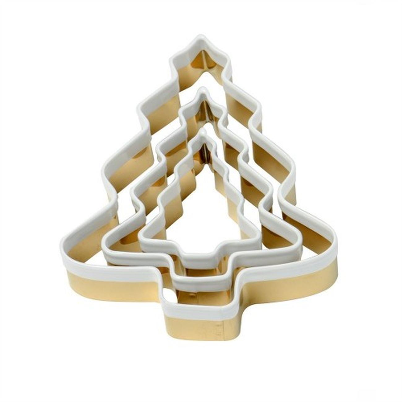 Eddingtons Brass Christmas Tree Cookie Cutters Set of 3 with White Top