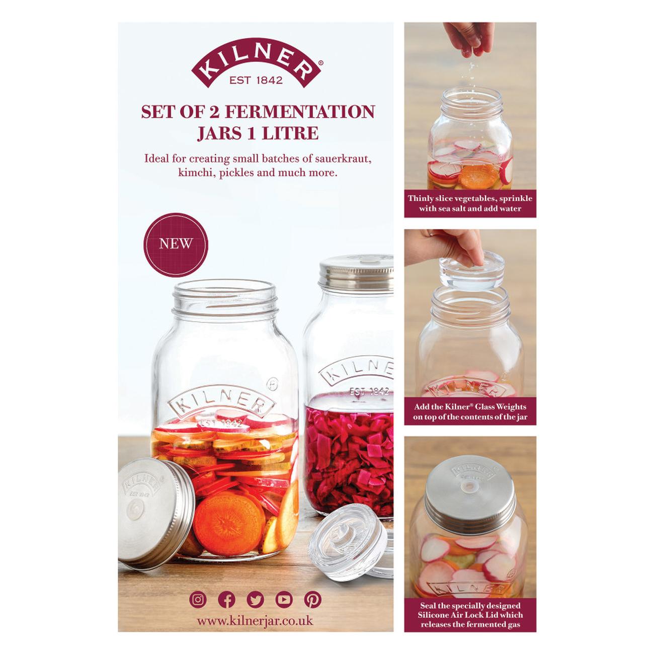 Kilner® Set of 2 Fermentation Jars 1L