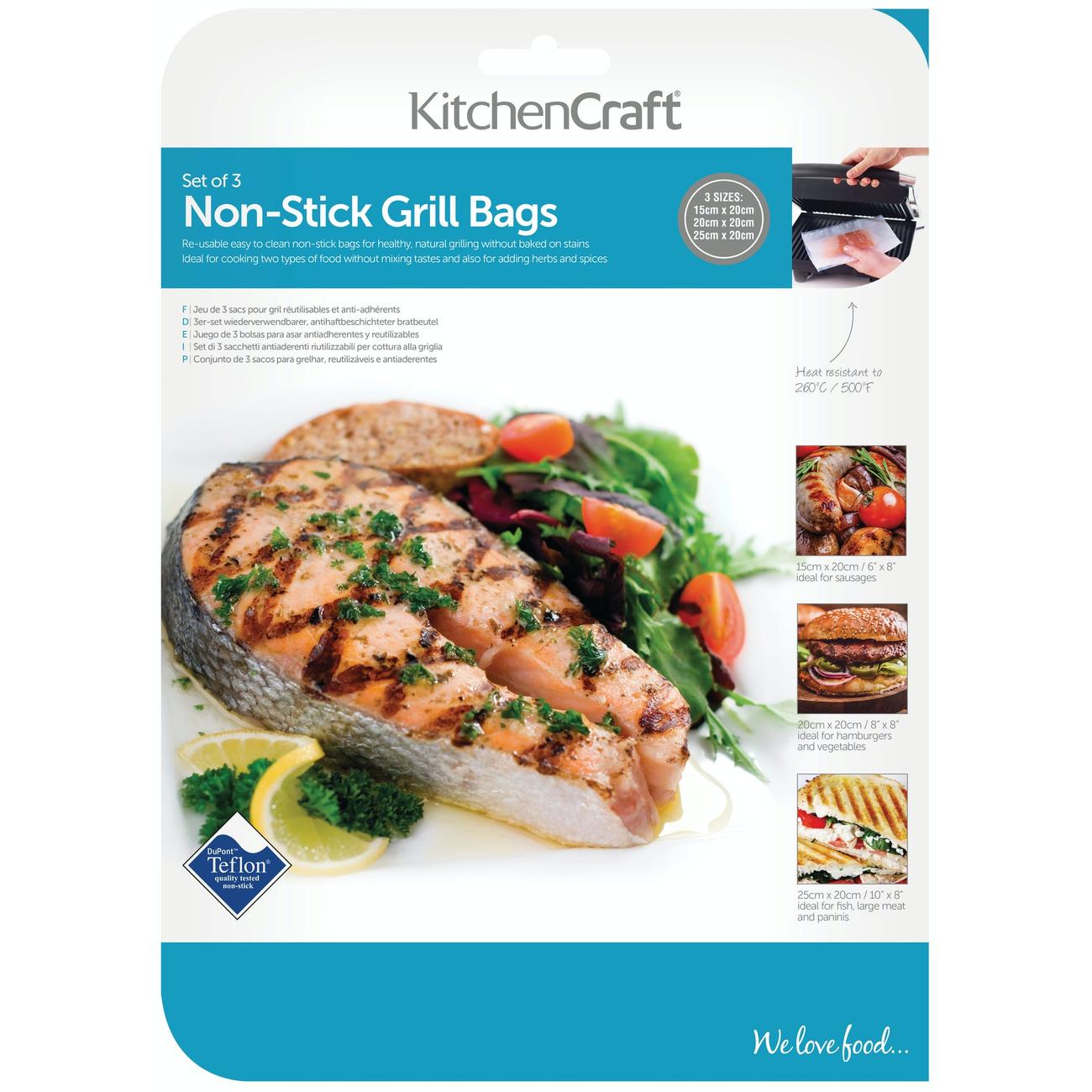 KitchenCraft Reusable Non-Stick Grill Bags Set of 3