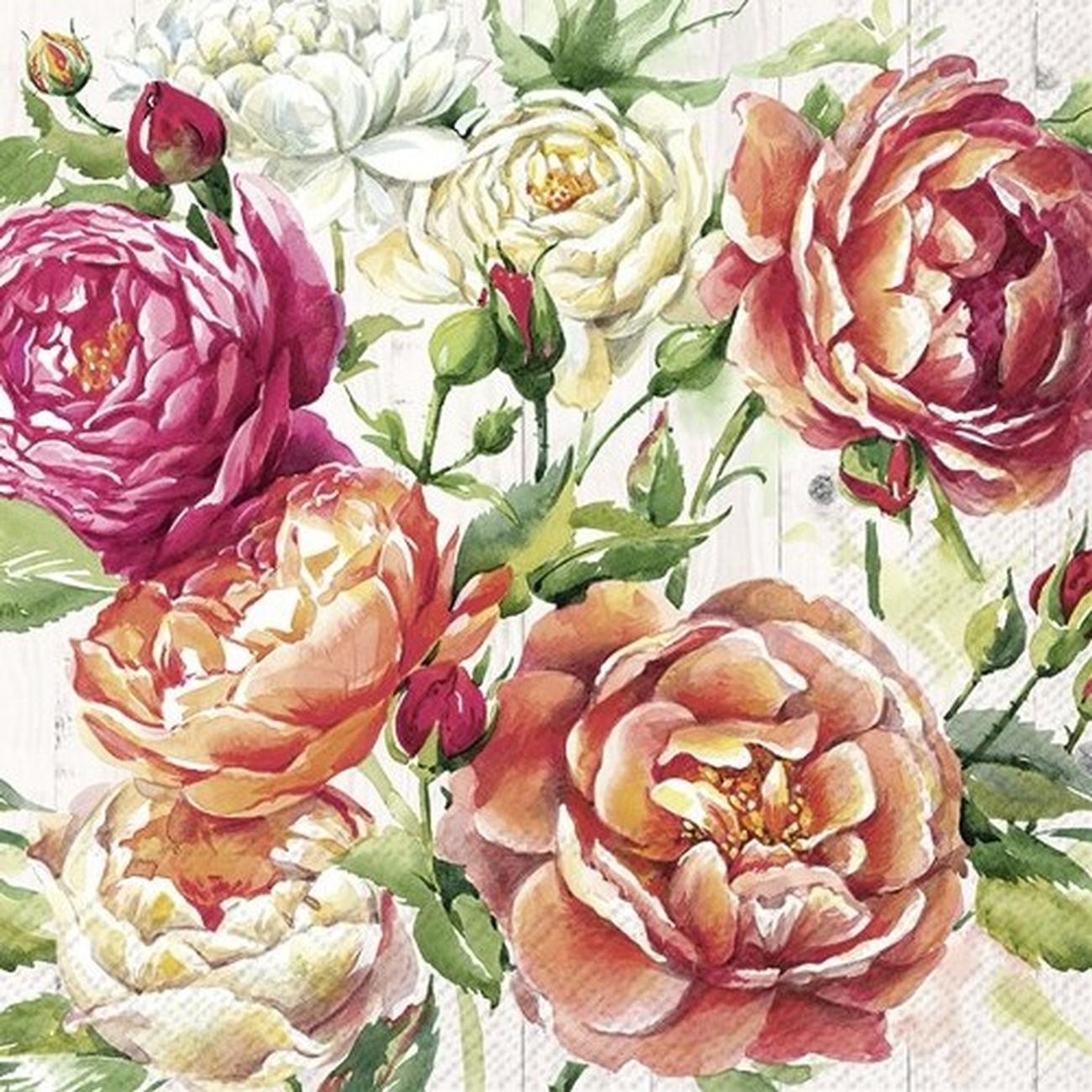 IHR Lunch Napkins Apricot Rose Cream