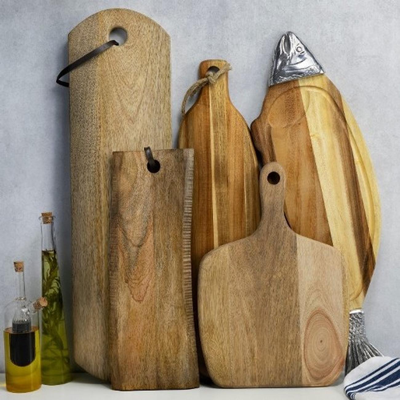 MasterClass Gourmet Prep & Serve Acacia Wood & Metal Fish Serving Board