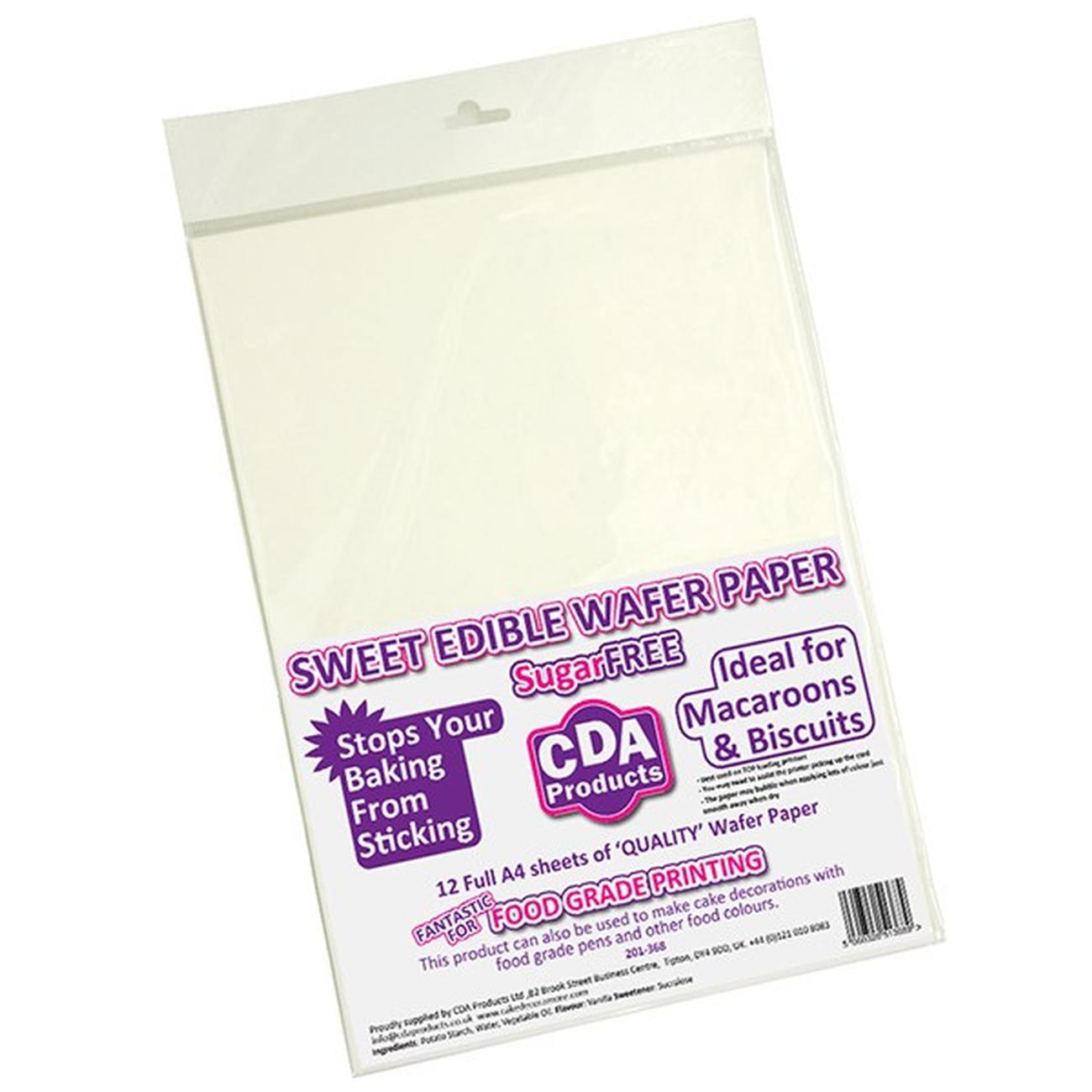 CDA Sweet Edible Wafer Paper A4 White 12pc