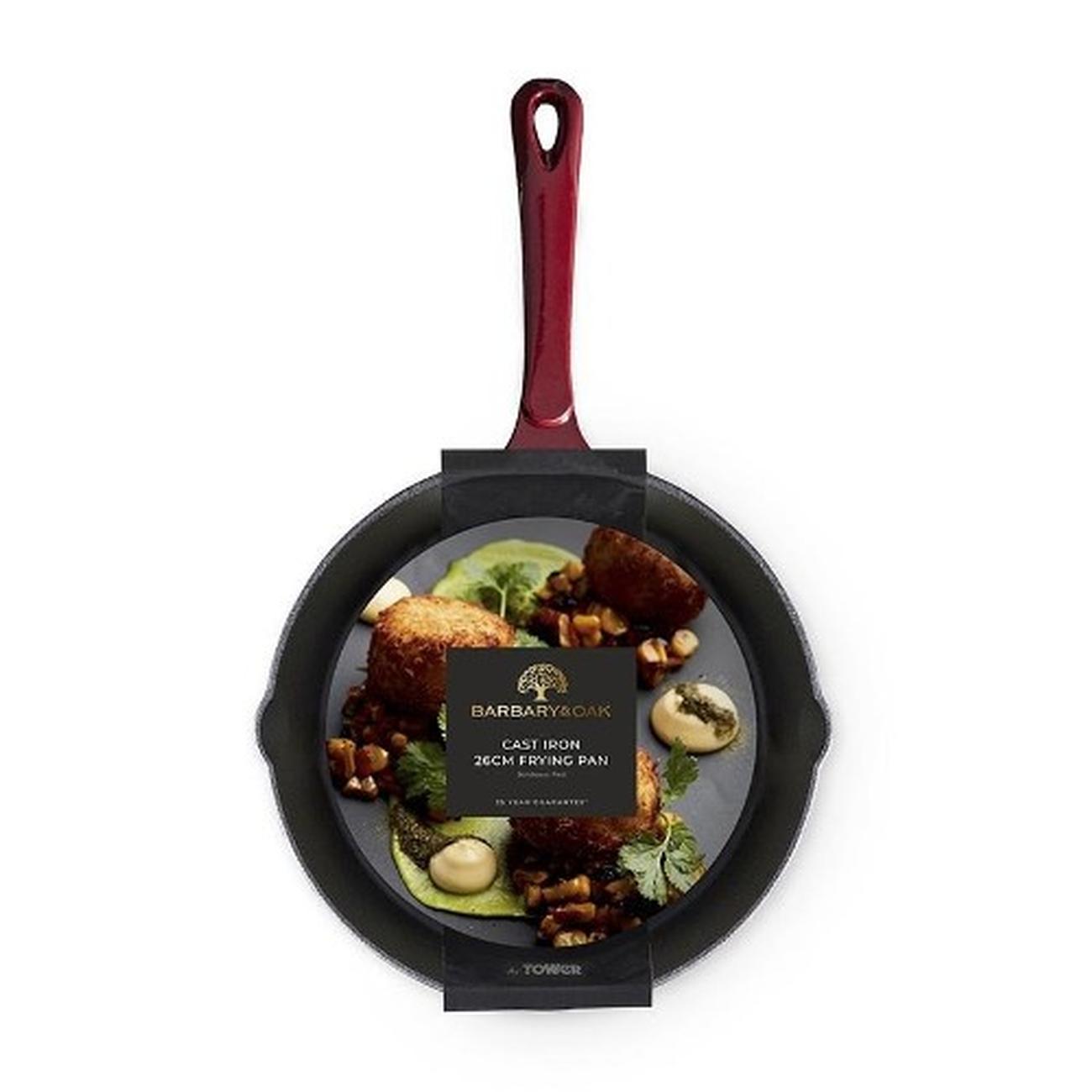 Barbary & Oak Foundry 26cm Round Cast Iron Fry Pan-Red