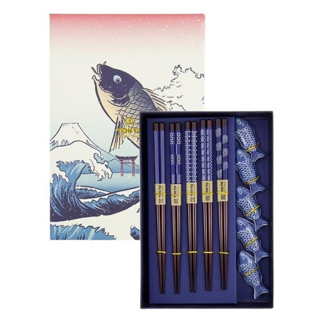 Tokyo Design Studio Fish Chopstick & Rest Giftset 5