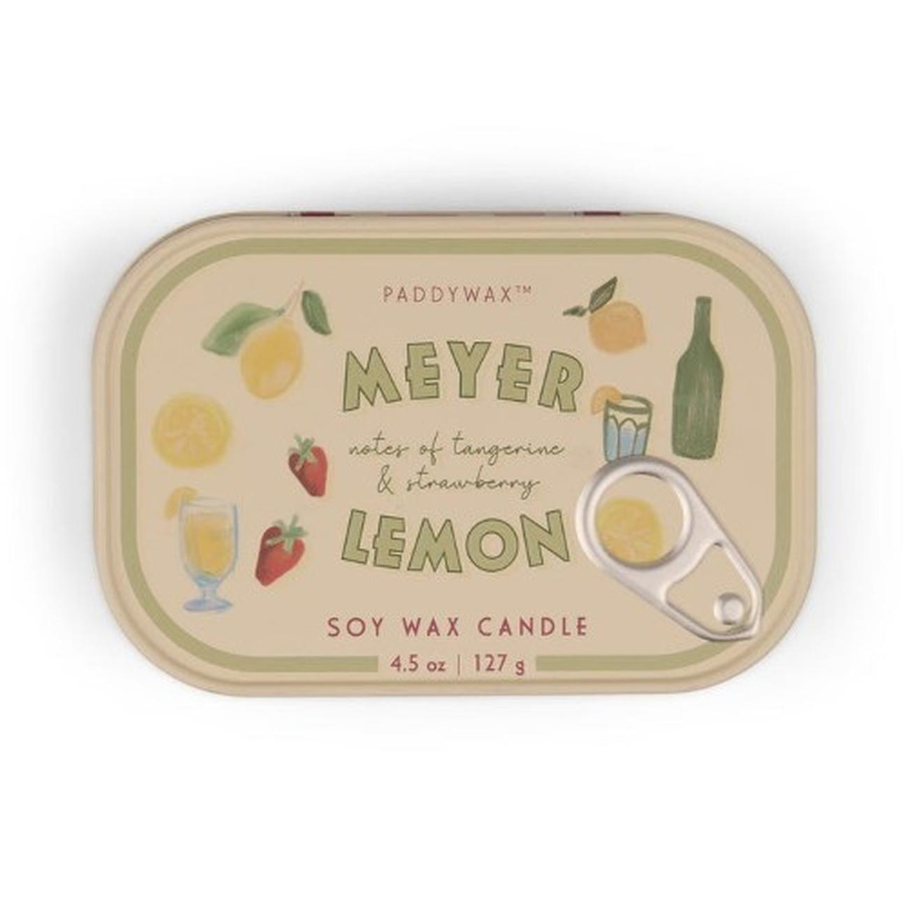 Paddywax Bistro Meyer Lemon Tin Candle Strawberry & Tangerine