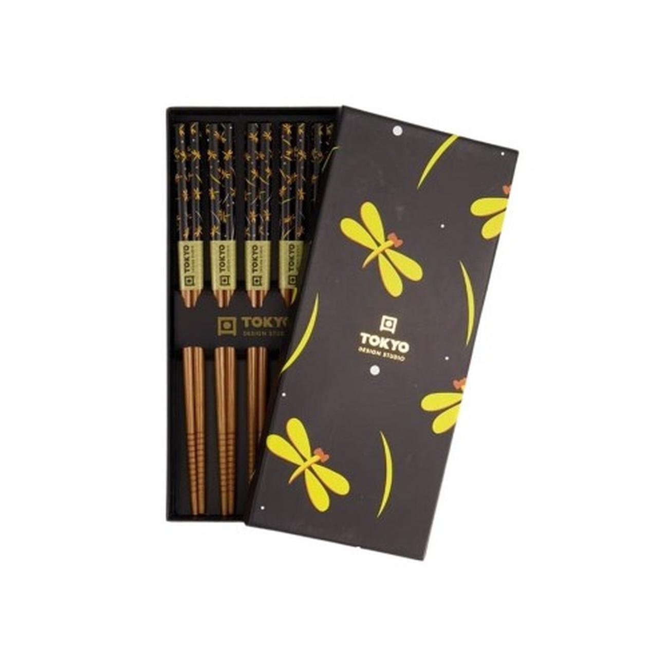 Tokyo Design Studio Yellow Dragonfly Chopstick Giftset 5