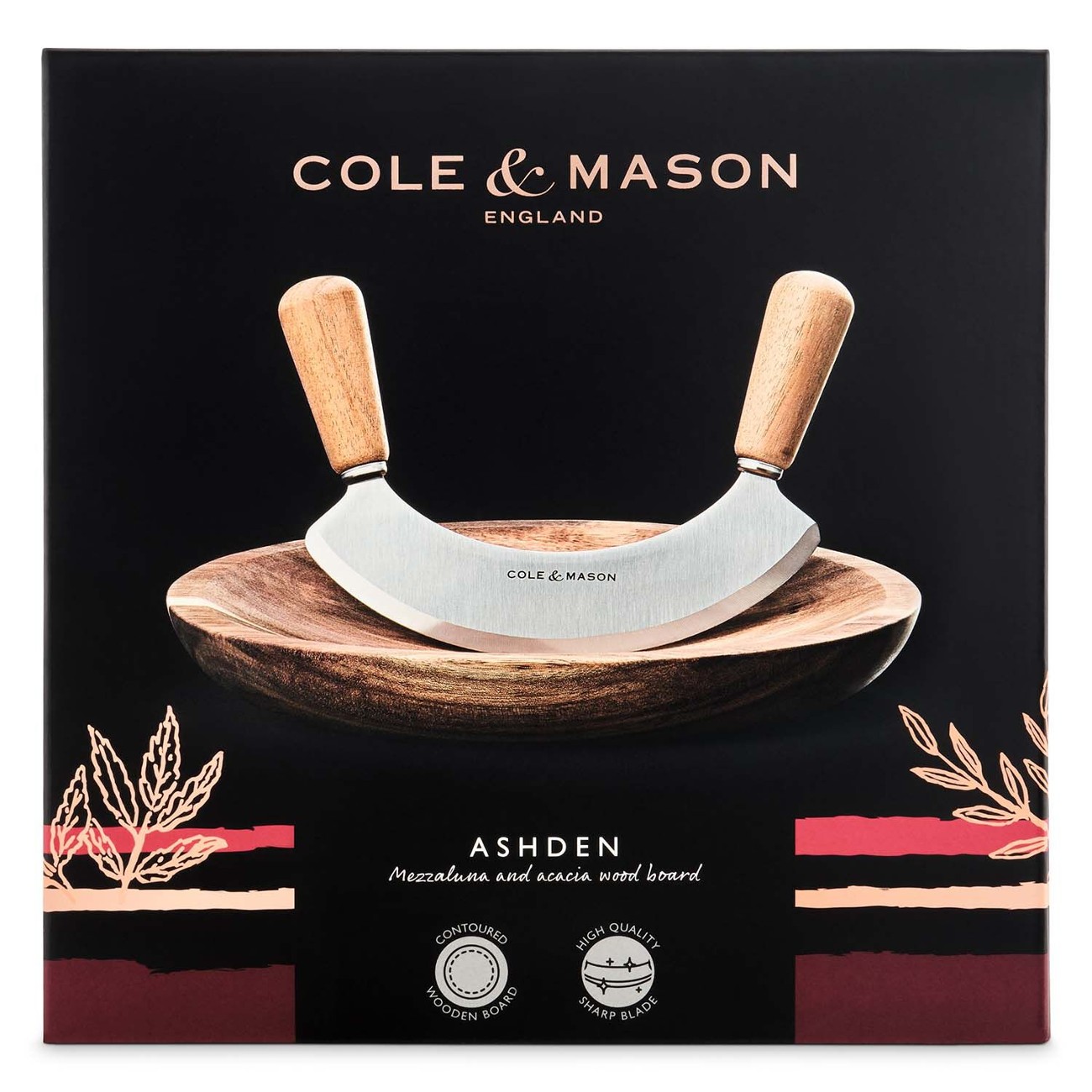 Cole & Mason Ashden Mezzaluna Knife & Board