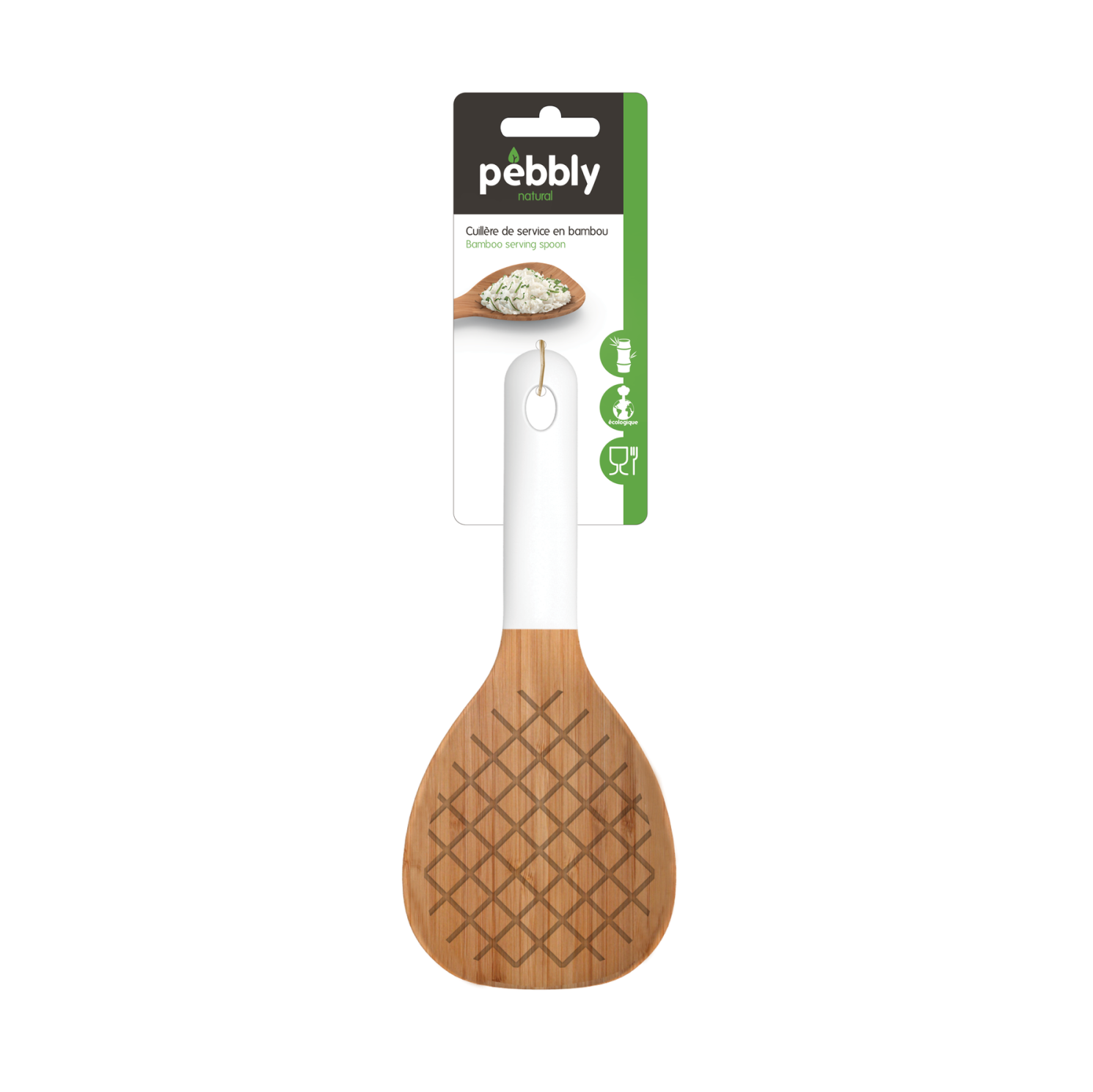 Pebbly Bamboo Serving Spoon White (Rice Paddle) 22cm