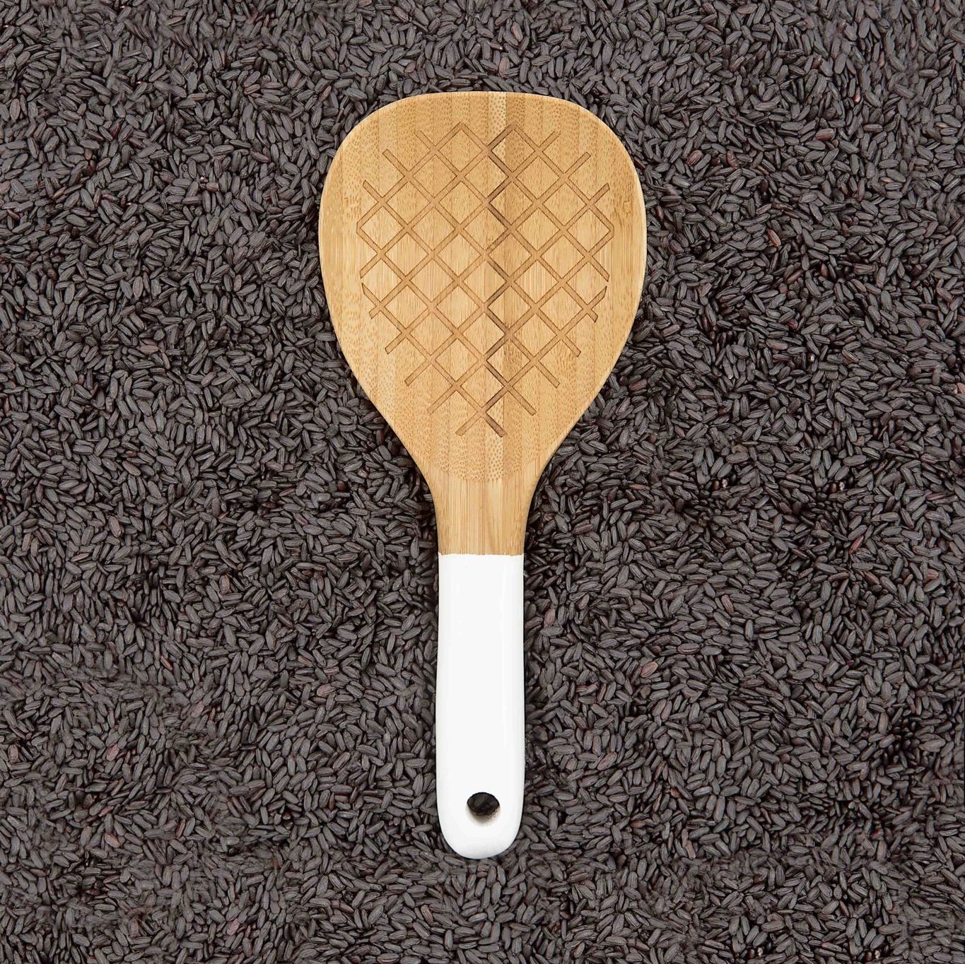 Pebbly Bamboo Serving Spoon White (Rice Paddle) 22cm