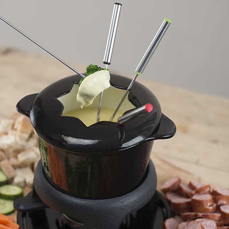 MasterClass Cast Iron Enamelled Black Fondue Set