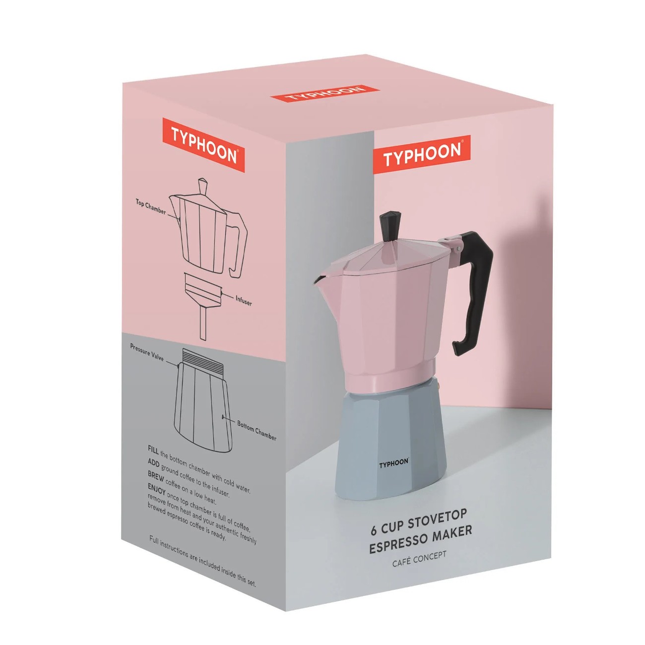 Typhoon Café Concept Stovetop Espresso Maker 6 Cup