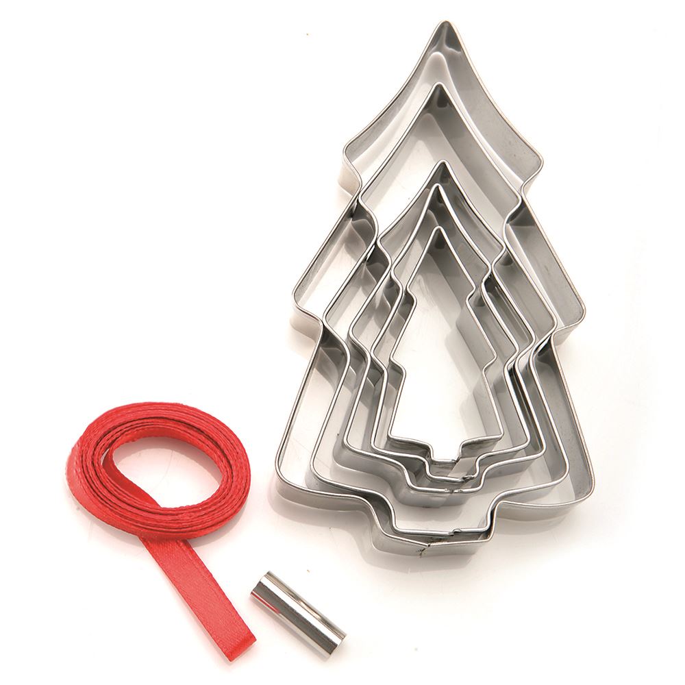 Eddingtons 5pc Christmas Tree Cookie Cutters & Tree Decoration Kit