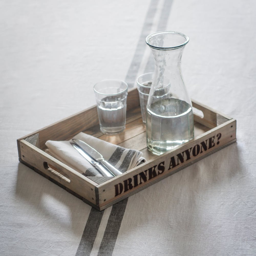 Drinks Anyone? Wooden Serving Tray