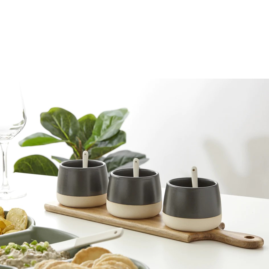 Ladelle Host Bowl & Spoon Paddle Charcoal