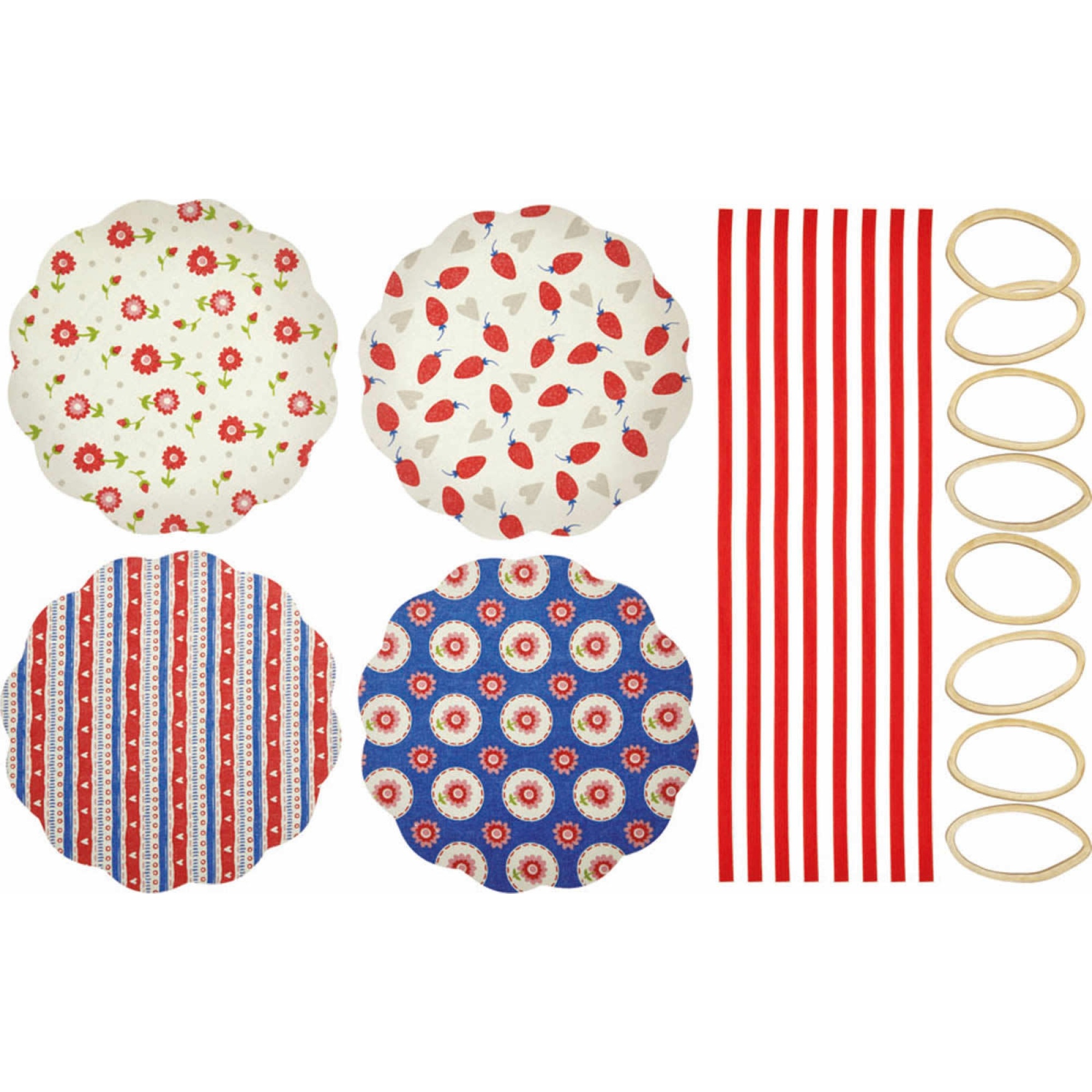 Home Made Set of 8 Heart Patterned Fabric Jam Cover Kit