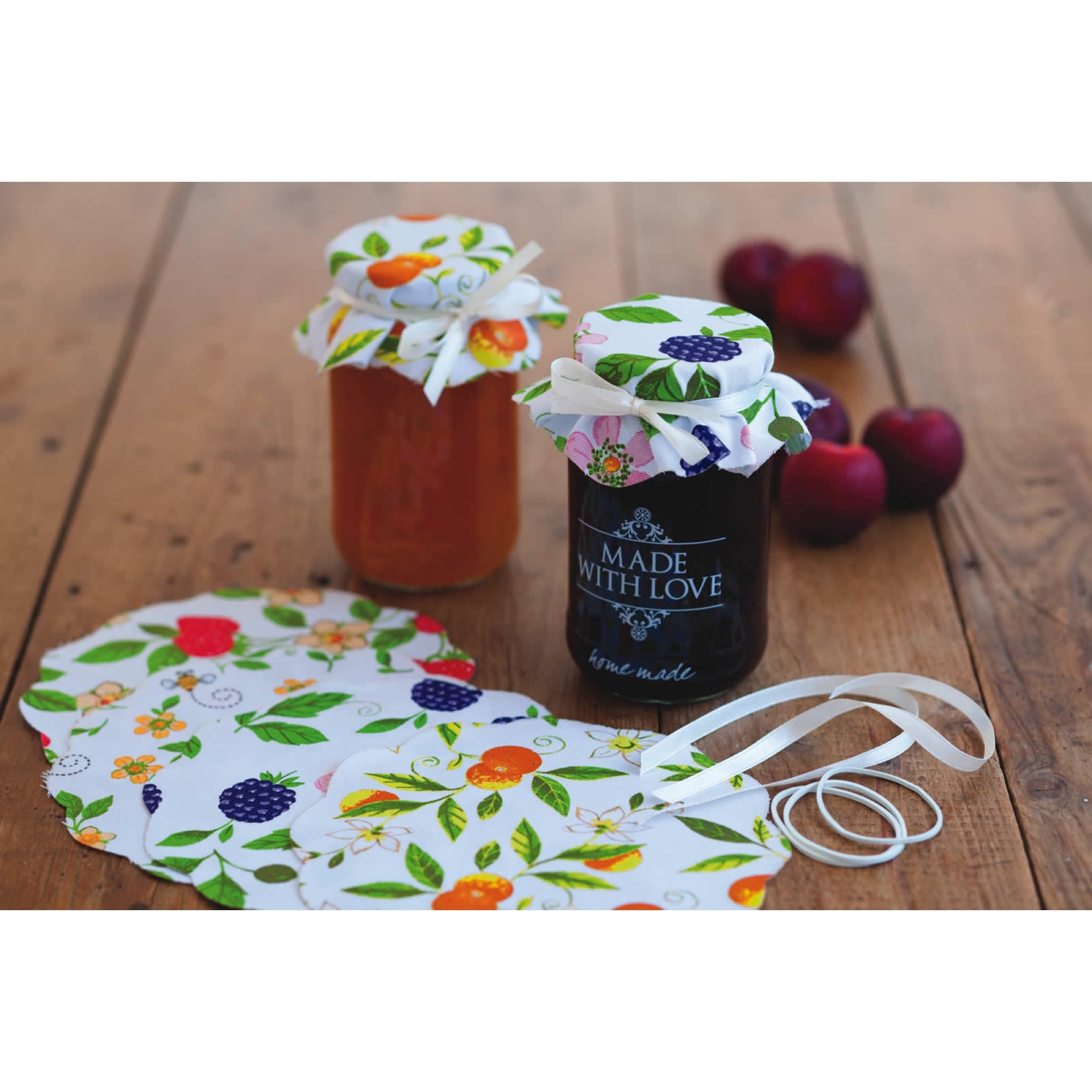 Home Made 8pc Fruit Patterned Jar Cover Kit