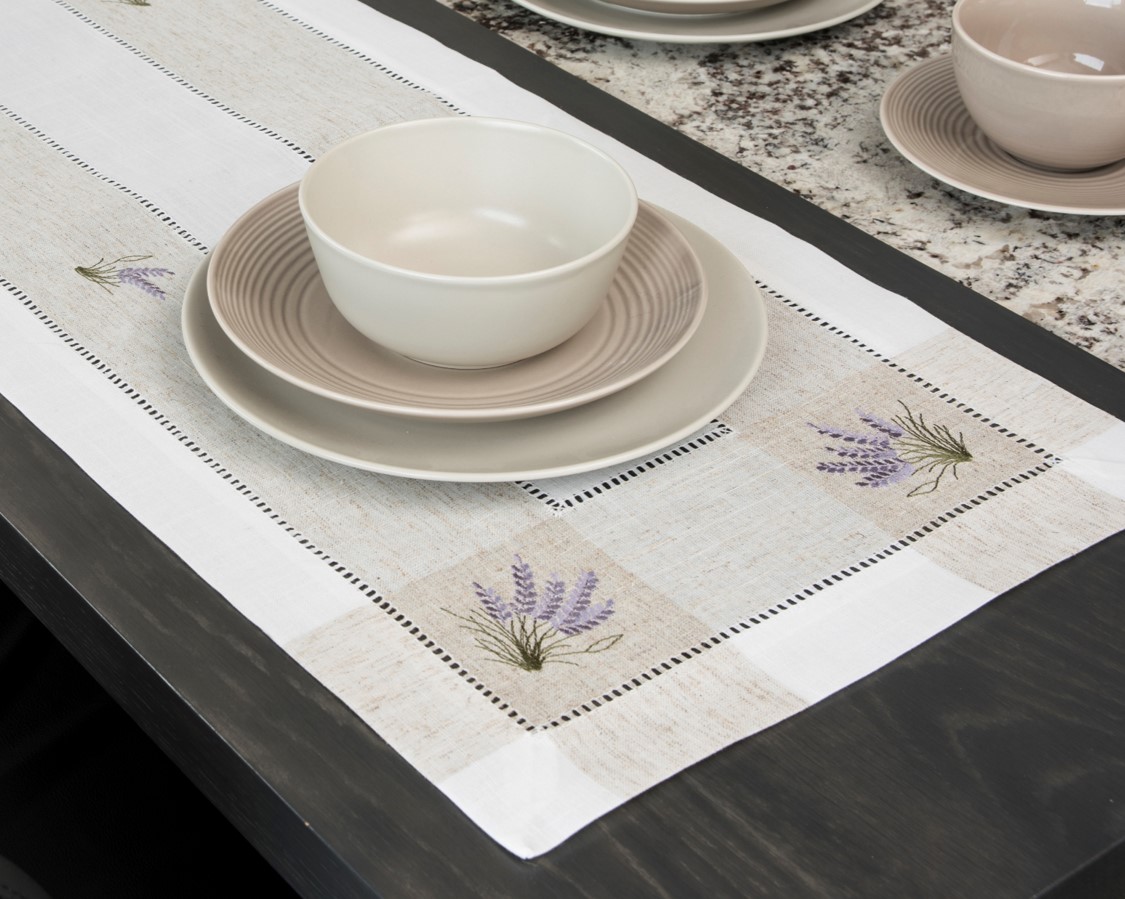 Kinsale Lavender Embroidered Table Runner