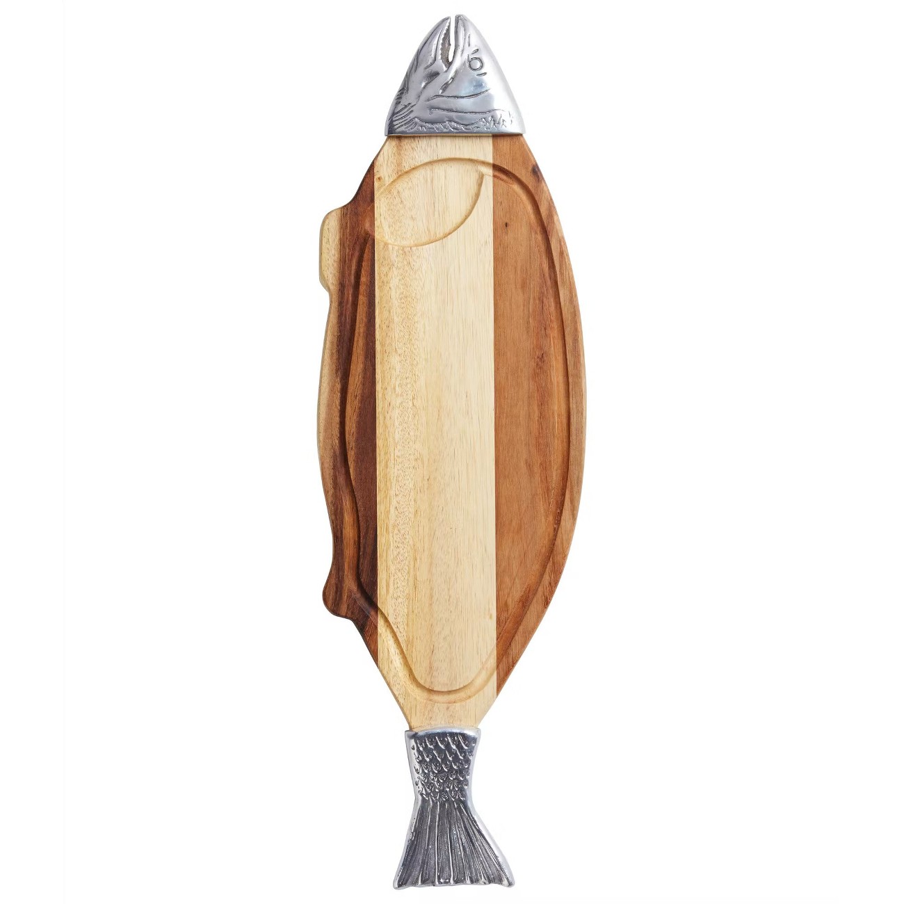 MasterClass Gourmet Prep & Serve Acacia Wood & Metal Fish Serving Board