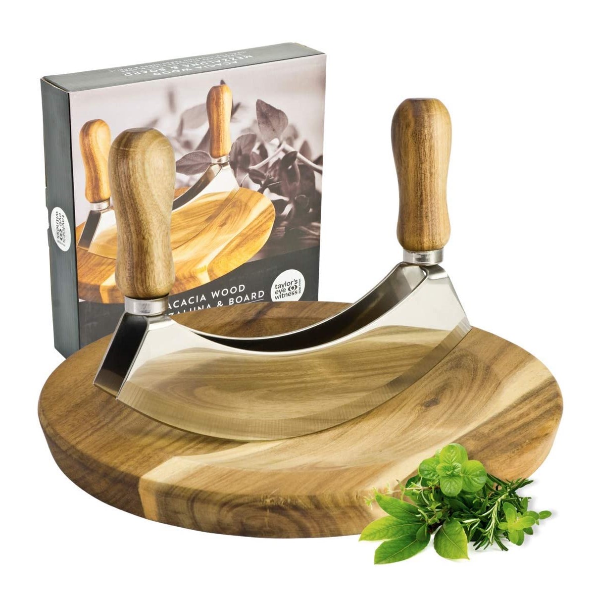 Taylor's Eye Witness Mezzaluna Knife & Board