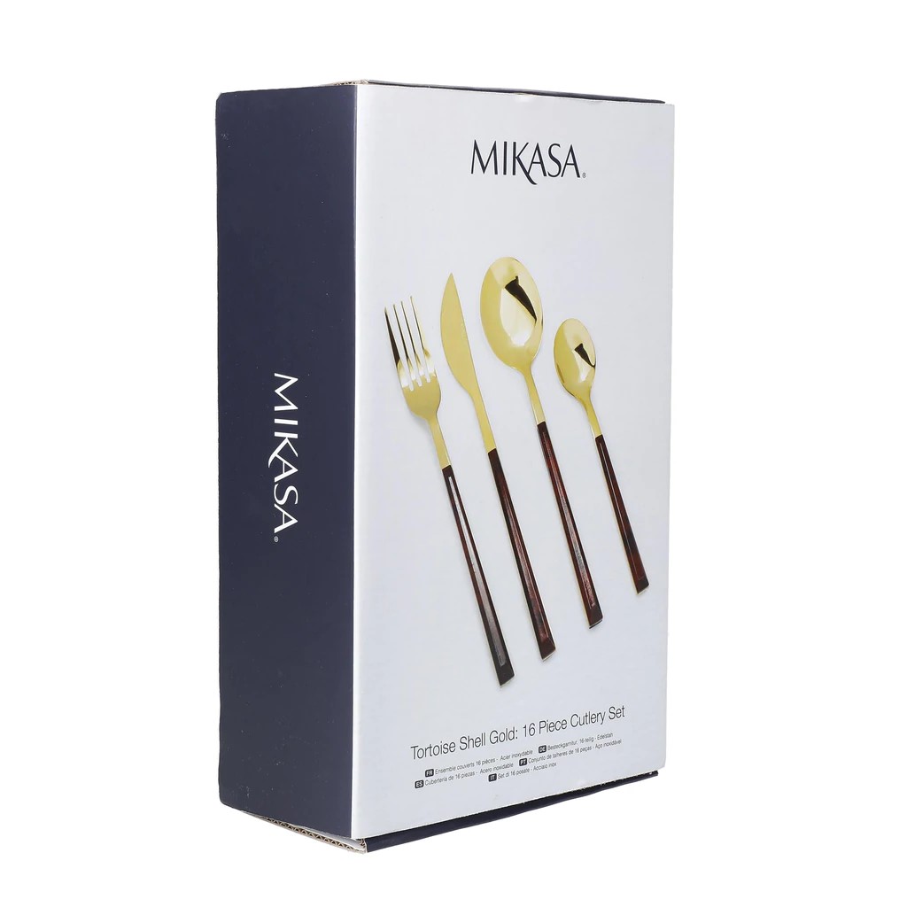 Mikasa Tortoise 16pc Gold Cutlery Flatware Set