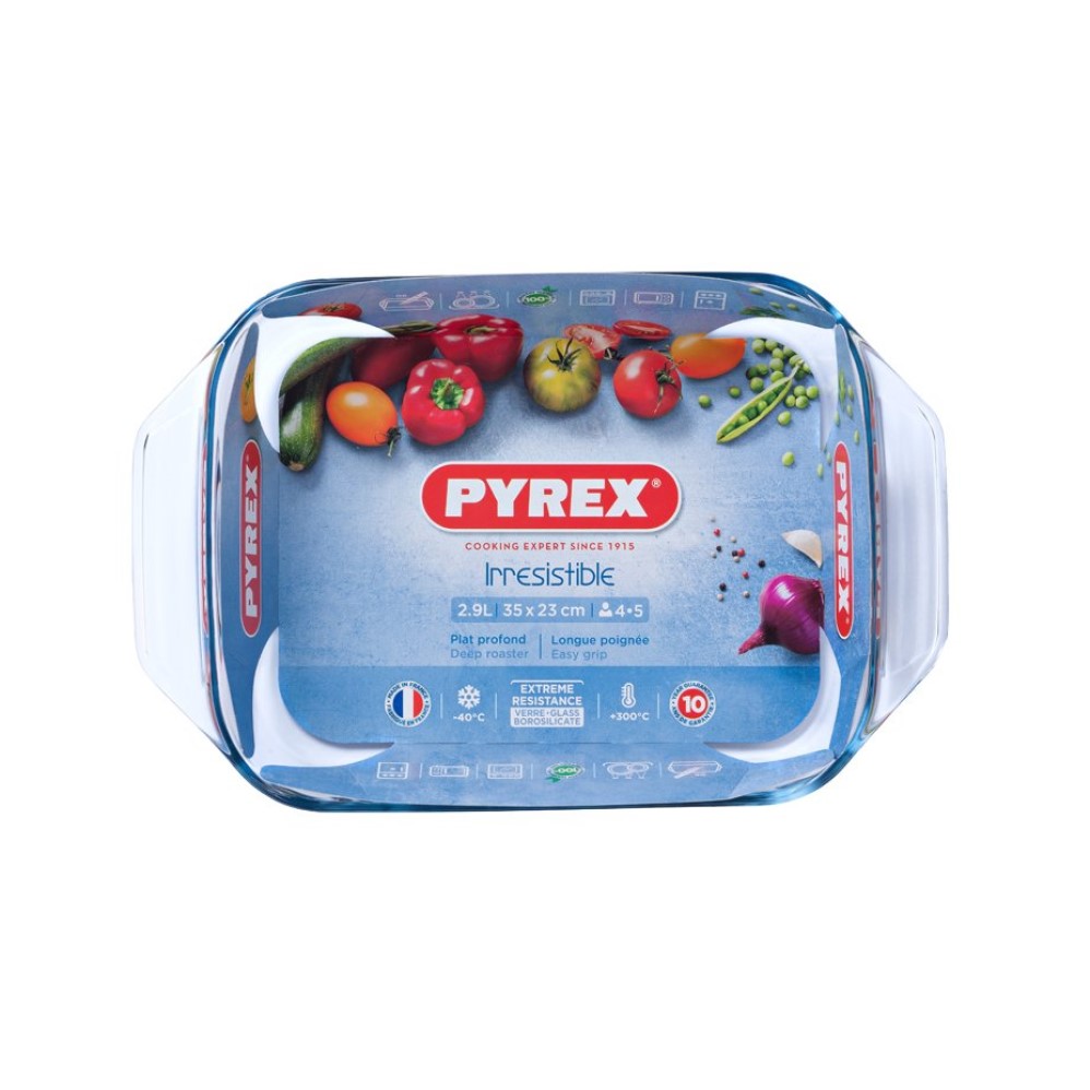 Pyrex Irresistible Glass Rectangular Roaster 35 x 23 x 7cm