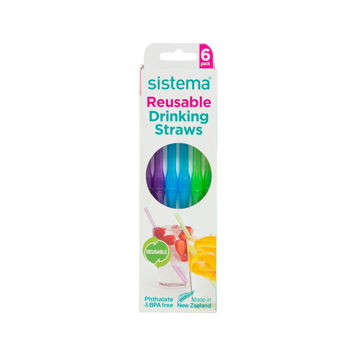 Sistema Reusable Drinking Straws 6 Pack