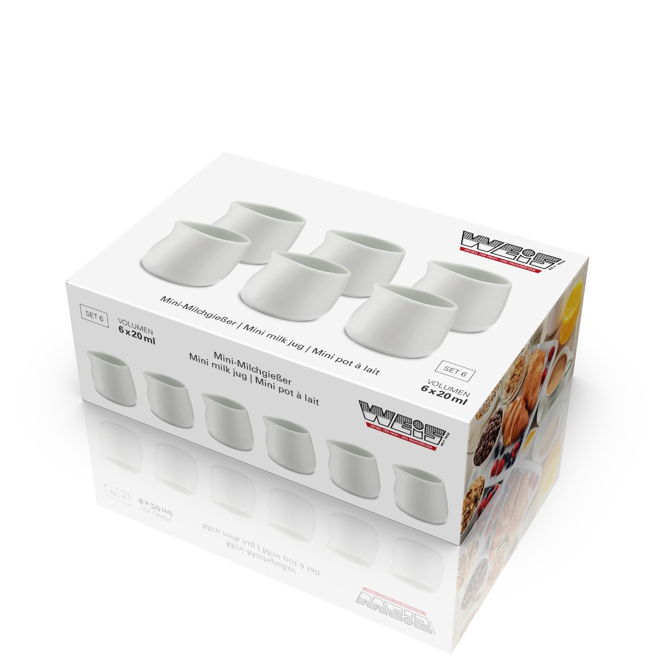 Weis Porcelain Mini Milk Jugs 20ml Set of 6