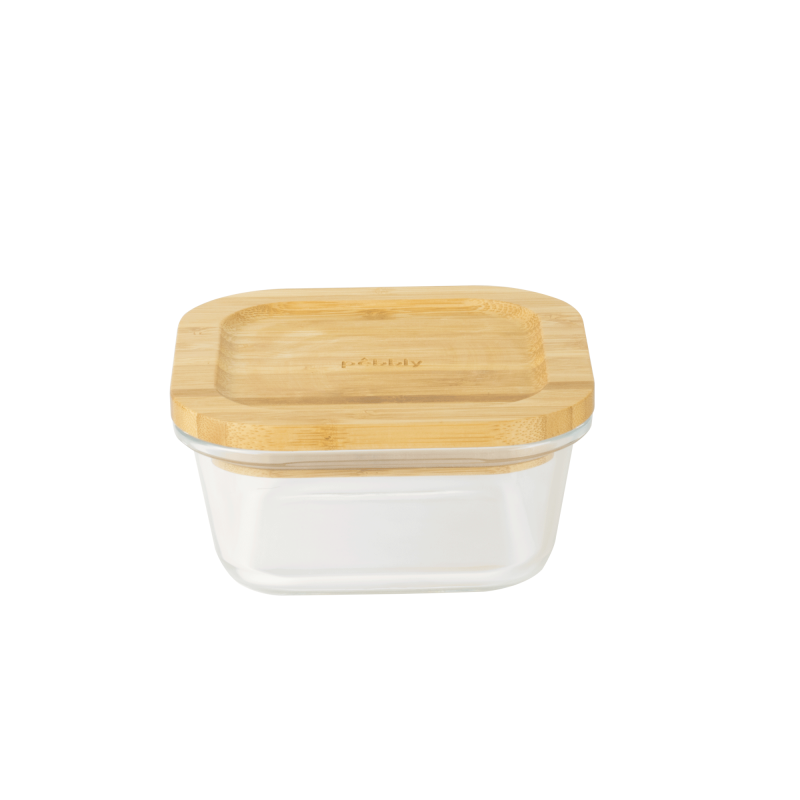 Pebbly Square Container with Bamboo Lid 520ml