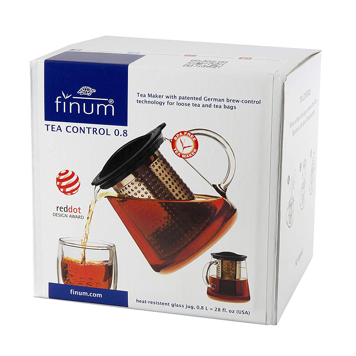 Finum Tea Control 0.8L Glass Teapot
