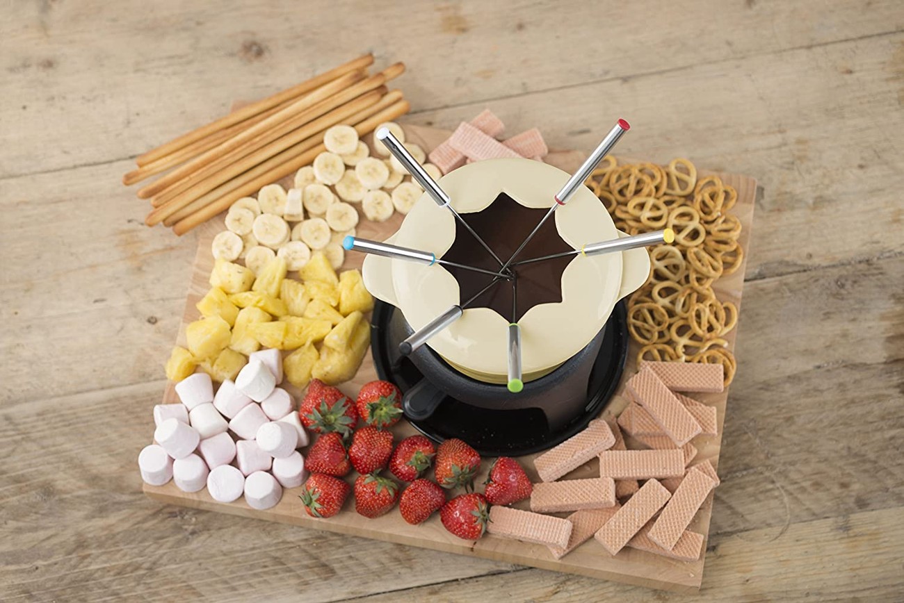 MasterClass Cast Iron Enamelled Cream Fondue Set