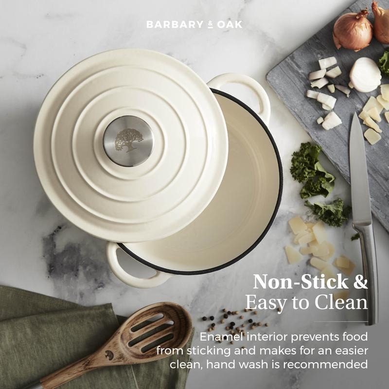 Barbary & Oak Foundry Round Cast Iron Casserole-Cream