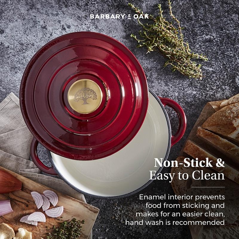 Barbary & Oak Foundry 20cm Round Cast Iron Casserole-Bordeaux Red