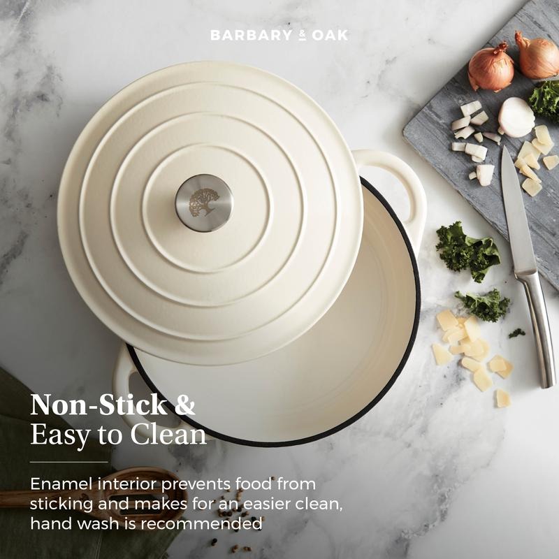 Barbary & Oak Foundry 28cm Shallow Cast Iron Casserole-Cream