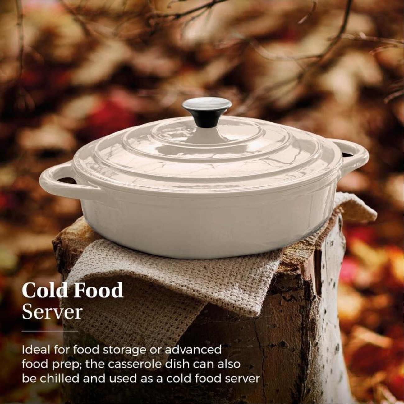 Barbary & Oak Foundry 28cm Shallow Cast Iron Casserole-Cream