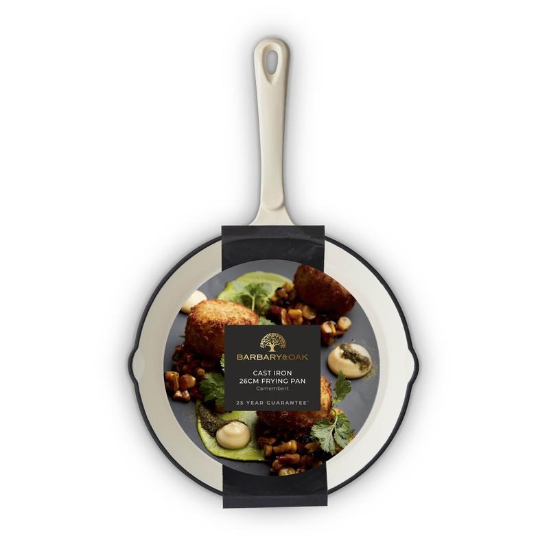 Barbary & Oak Foundry 26cm Round Cast Iron Fry Pan-Cream